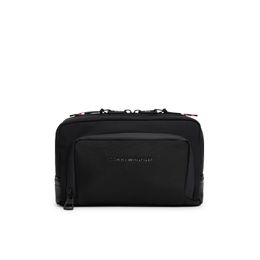 Kulturbeutel Tommy Hilfiger "TH TRAVEL WASHBAG", Damen, Gr. B/H/T: 21cm x 12,5cm x 8cm, schwarz, Textil, Taschen Kulturbeutel, Unisex Kosmetiktasche, Minibag, Kamarabag mit Logoschriftzug