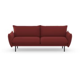 3-Sitzer OTTO HOME "Stine", rot (dunkelrot), B:226cm H:86cm T:86cm, Struktur (100% Polyester);Struktur weich (85% Polyester/15% Nylon);Samtoptik (100% Polyester), Sofas, Besonderes Design durch Kissenoptik und Keder, by Morten Georgsen