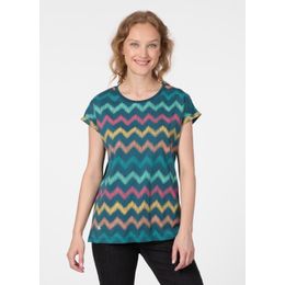 Kurzarmshirt Ragwear "DIONA PRINT", Damen, Gr. L, schwarz multi combo, Jersey, Obermaterial: 50% Baumwolle, 50% Modal, normal, Rundhals, Shirts Kurzarmshirt, Bestseller aus Baumwoll-Modal-Mix mit allover Print
