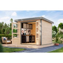 Gartenhaus Karibu "Jupiterino 3, in verschiedenen Farben", naturbelassen, graualuminium, ohne Fu&szlig;boden, Blechdach, Massivholz, Gartenh&auml;user, Gartenhaus