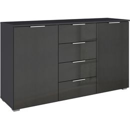 Kombikommode OTTO HOME "Sideboard Schubladenkommode AGORDO mit Dekor- oder Hochglanzfront", graumetallic, hochglanz effektgrau, B:120cm H:81cm T:42cm, Holzwerkstoff, Sideboards, Kombikommode, vier gro&szlig;e Schubladen, mit insgesamt 4 Einlegeb&ouml;den MADE IN GERMANY
