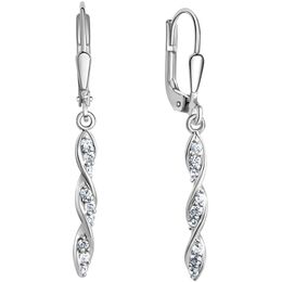 Paar Ohrh&auml;nger Firetti "Schmuck Geschenk Silber 925 Ohrschmuck Ohrringe verschlungen", silber (silberfarben, kristallwei&szlig;, kristallwei&szlig;), Ohrringe, Damen, Silber 925 (Sterlingsilber), mit Zirkonia (synth.)