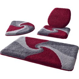 Hagemann unisex Badematte grau-gemustert, Gr&ouml;&szlig;e 50x50 cm - WC-Vorlage ohne Ausschnitt