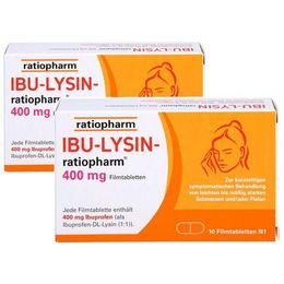 2x IBU-LYSIN-ratiopharm 400 mg Filmtabletten Doppelpackung 2x50 50 St