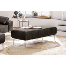 Polsterhocker W.Schillig, grau (antracite s37), B:150cm H:46cm T:60cm, Stoff S37 (100% Polyester);ROHLEDER Chenille-Flachgewebe Q2 W77 (68% Polyacryl, 32% Polyester);Stoff S37 (100% Polyester), Hocker, Polsterhocker, mit elegantem Holzsockel, F&uuml;&szlig;e in Chrom gl&auml;nzend, Breite 150 cm