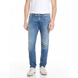 Slim-fit-Jeans Replay "Anbass", Damen, Gr. 36, L&auml;nge 32, medium blau 104, Denim/Jeans, Obermaterial: 99% Baumwolle, 1% Elasthan, slim fit normal, Jeans Slim-fit-Jeans