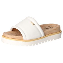 Pantolette Mustang Shoes, Damen, Gr. 42, wei&szlig;, Lederimitat, Schuhe Pantolette, Plateausandale,Pool Slides,Sommerschuh mit Softfu&szlig;bett, bequeme Form