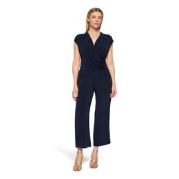 Overall Vera Mont "Damen in 7/8 L&auml;nge", Damen, Gr. 34, Normalgr&ouml;&szlig;en, blau (night sky), Obermaterial: 95% Polyester, 5% Elasthan, figurumspielend, V-Ausschnitt, Overalls Overall, Muster