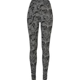 Leggings Urban Classics "Urban Classics Damen Ladies Soft AOP Leggings", Damen, Gr. S, US-Gr&ouml;&szlig;en, schwarznewpaisley, 85% Polyester, 15% Elasthan, skinny fit, Hosen Leggings