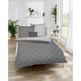 Wendebettw&auml;sche Kaeppel "La Ville", grau (schiefer), B/L: 135cm x 200cm, 1 Stk., 1 Stk., Mako-Satin, B/L: 80cm x 80cm, 2 Stk., Mako-Satin, Obermaterial: 100% Baumwolle, Bettw&auml;sche, Wendebettw&auml;sche