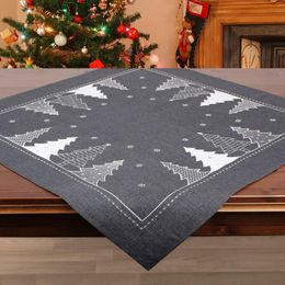 Delindo Lifestyle Mitteldecke &raquo;Tannenbaum&laquo; Glattes Gewebe, bestickt grau Polyester