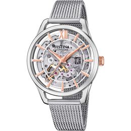 Festina Damen Automatikuhr &raquo;Automatik&laquo; Armbanduhr, Damenuhr, mechanische Uhr, Edelstahlarmband silber