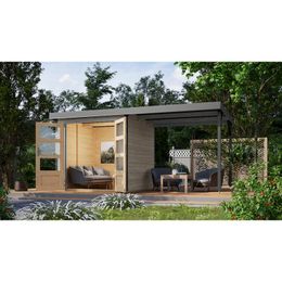 Karibu Gartenhaus &raquo;Jupiterino 2 SET, in verschiedenen Farben&laquo; inkl. Anbaudach Massivholz