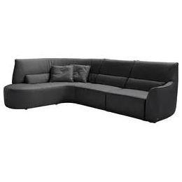 Ecksofa Egoitaliano "Puffy, extravagant & edel, Retro Designsofa, hoher Sitzkomfort, L-Form", schwarz, B:330cm H:88cm T:205cm, Leder &raquo;BULL&laquo; (echtes Rindsleder). Geschliffenes, pigmentiertes und behandeltes Rindsleder mit einer Dicke von 1, 3-1, 5 mm. Dieses Leder zeigt eine ziemlich weiche Hand mit einem halb undurchsichtigen Aussehen. Es handelt sich um ein gesch&uuml;tztes Leder. Eine leichte Decksch