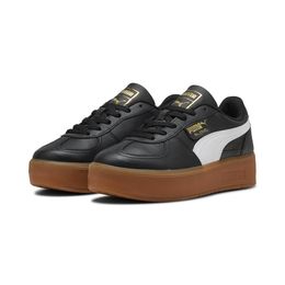 Sneaker Puma "Palermo Elevata Leather Sneakers Damen", Herren, Gr. 40.5, schwarz gum beige, Obermaterial: Synthetik, Kuhleder. Futter: Textil. Innensohle: Textil. Laufsohle: TR (Thermoplastischer Gummi), Schuhe Sneaker