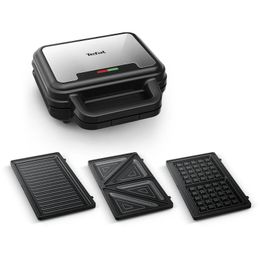 Tefal Sandwichmaker &raquo;Ultracompact 3-in-1 Sandwich/Waffel/Panini, Antihaftbeschichtung&laquo; 700 W platzsparende Aufbewahrung, Ma&szlig;e: 23 x 23 x 9 cm, SW383D 