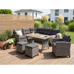 Konifera Gartenlounge-Set &raquo;Keros Premium&laquo; Set, 2x 2er Sofa, 1x Ecke, 1x Sessel, 2x Hocker, 1x Tisch 145x75x67,5cm, 20 Stk. tlg. Ecklounge, Polyrattan,