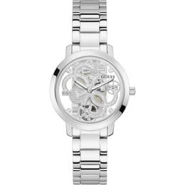Guess Damen Quarzuhr &raquo;QUATTRO CLEAR&laquo; Armbanduhr, Damenuhr, analog, Edelstahlarmband silber