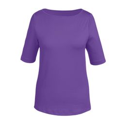 T-Shirt Inspirationen "Shirt", Damen, Gr. 46, lila, 90% Polyamid, 10% Elasthan, unifarben, U-Boot-Ausschnitt, Shirts T-Shirt