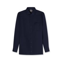 Businesshemd OLYMP "OLYMP Luxor, comfort fit, New Kent", Herren, Gr. 42, Normaler Arm, marine, 100% Baumwolle, Hemden