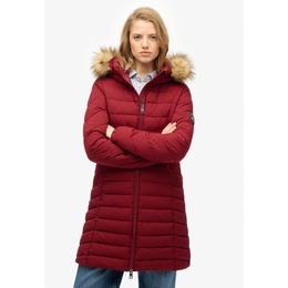 Superdry Damen Steppjacke &raquo;FUJI FAUX FUR HOOD MID LENGTH&laquo; mit Kapuze rot M