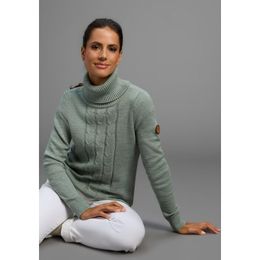 Kangaroos Damen Kangaroos Rollkragenpullover mit tollem Zopf-Strickmuster gr&uuml;n 52/54