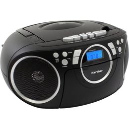 K&auml;rcher Boombox &raquo;RR 5042-R&laquo; ( FM-Tuner UKW mit RDS 3 W) CD-Player, Kassettenplayer, AUX-Anschluss, tragbares Radio schwarz 30 Stationsspeicher, 