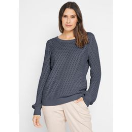 bonprix Damen bonprix Strickpullover Strukturstrick mit hohem Baumwollanteil, mit Rundhalsausschnitt 44/46 (L)