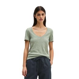 Marc O'Polo T-Shirt MARC O'POLO "aus Slub-Jersey", Damen, Gr. XXS, fresh sage, Obermaterial: 100% Baumwolle, unifarben, regular fit, V-Ausschnitt, normaler Saum, Shirts T-Shirt
