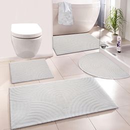 Badematte my home "Juna, Badvorleger, Badezimmer Teppich, Zen, Scandi, Boho" Gr. 5, wei&szlig;, H:15mm, Baumwolle, Badematten, Badematte, Baumwolle, Hoch-Tief-Effekt, weich