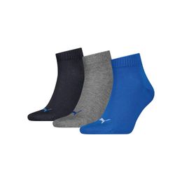 Puma Damen Puma Kurzsocken &raquo;Puma UNISEX QUARTER PLAIN 3P&laquo; 3 Paar, Atmungsaktiv, Rippenb&uuml;ndchen, weiche Baumwollmischung blau 35-38