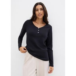 bonprix Damen bonprix Langarmshirt 1 schmale Passform, Langarm, mit kurzer Knopfleiste im Henley-Stil 48/50 (XL)