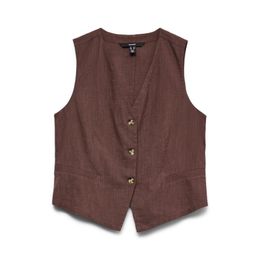 V&eacute;ro Moda Vero Moda Damen Kurzweste &raquo;VMCAIA SL VEST WVN NOOS&laquo; Baumwolle mit Leinen, figurbetonte Form L