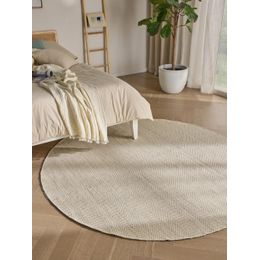 benuta Pure Wollteppich Lars Cream &oslash; 150 cm rund - Naturfaserteppich aus Wolle