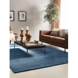 benuta Nest Wollteppich Jamal Blau 300x400 cm - Naturfaserteppich aus Wolle
