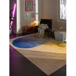 benuta Pop Waschbarer Kurzflor Teppich Luna Blau/Gelb 200x300 cm - Moderner Kurzflor-Teppich f&uuml;r Wohnzimmer