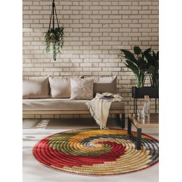 benuta Nest In- & Outdoor-Teppich Rund Kenya Multicolor &oslash; 160 cm - Teppich f&uuml;r Balkon, Terrasse & Garten
