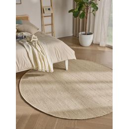 benuta Pure Wollteppich Lars Beige &oslash; 150 cm rund - Naturfaserteppich aus Wolle