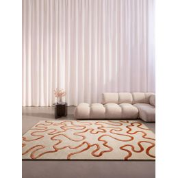 benuta Finest Kurzflor Teppich Keith Cream/Orange 160x230 cm - Moderner Kurzflor-Teppich f&uuml;r Wohnzimmer