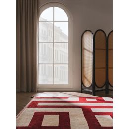 benuta Finest Wollteppich Maze Beige/Rot 160x230 cm