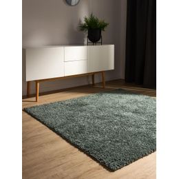 benuta Basic Waschbarer Hochflor Shaggyteppich Soho Hellgr&uuml;n 200x200 cm - Hochflor Teppich f&uuml;r Wohnzimmer