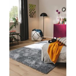 benuta Pop Hochflor Shaggyteppich Ricky Blau 80x150 cm - Bettvorleger f&uuml;r Schlafzimmer