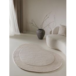 benuta Pure Wollteppich Shape Cream 140x200 cm - Naturfaserteppich aus Wolle