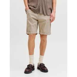 Jack & Jones Shorts JACK & JONES "JPSTRICK DYLAN ORIGINAL SHORTS", Herren, Gr. S, N-Gr, string, Web, Obermaterial: 98% Baumwolle, 2% Elasthan, unifarben, regular fit knielang, Hosen Shorts