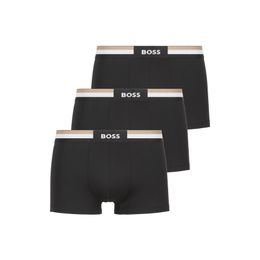Trunk BOSS "Trunk 3P Motion", Herren, Gr. S (48), 3 Stk., schwarz (schwarz001), Jersey, Obermaterial: 52% Baumwolle, 43% Polyester, 5% Elasthan, kontrastfarbene Details, unifarben, unifarben mit Farbeins&auml;tzen, k&ouml;rpernah, Unterhosen, mit elastischem Bund