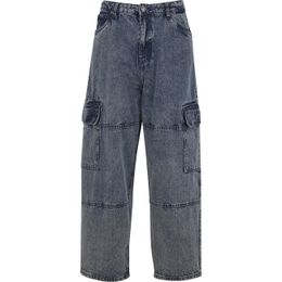 Bequeme Jeans Urban Classics "Urban Classics Tapered Heavy Ounce Baggy Cargo Jeans", Damen, Gr. 38, Normalgr&ouml;&szlig;en, dirty washed, 100% Baumwolle, unifarben, Jeans