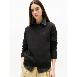 Tommy Jeans Damen Sweatshirt &raquo;TJW REG S FLAG CREW&laquo;, mit Logostickerei, Regular Fit schwarz L (40)