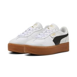 Sneaker Puma "Palermo Elevata Leather Sneakers Damen", Herren, Gr. 37,5, wei&szlig; gum beige, Obermaterial: Synthetik, Kuhleder. Futter: Textil. Innensohle: Textil. Laufsohle: TR (Thermoplastischer Gummi), Schuhe Sneaker