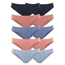 Petite Fleur Damen Petite Fleur Bikinislip 10er-Pack, aus elastischer Baumwolle blau 32/34