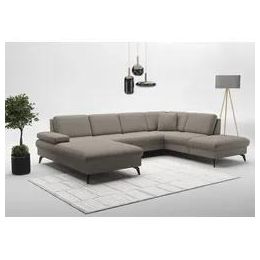 Sit & More Wohnlandschaft SIT & MORE "Morris Jubi U-Form, B: 300 cm", grau (taupe), B:300cm H:83cm T:202cm, 100% Polyester, Sofas, Wohnlandschaft, mit Armteilfunktion & 1 Zierkissen, optional Bettfunktion